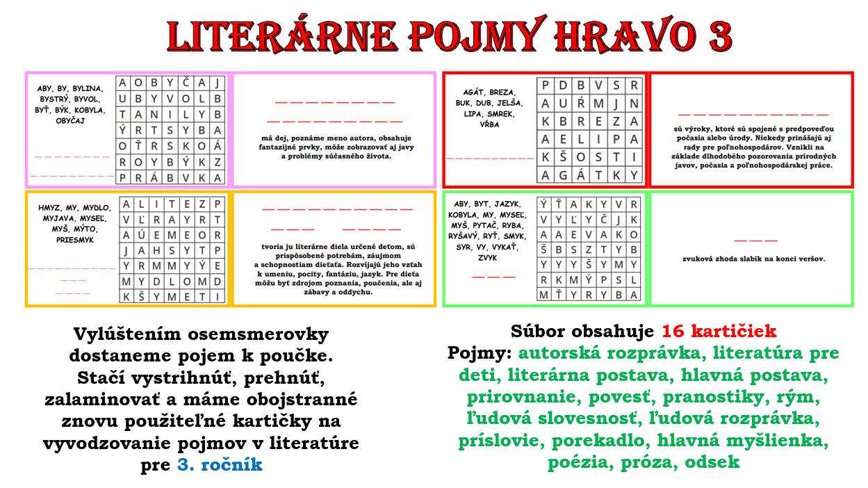 LITERÁRNE POJMY HRAVO 3 - Slovenský jazyk - čítanie | UčiteliaUčiteľom.sk
